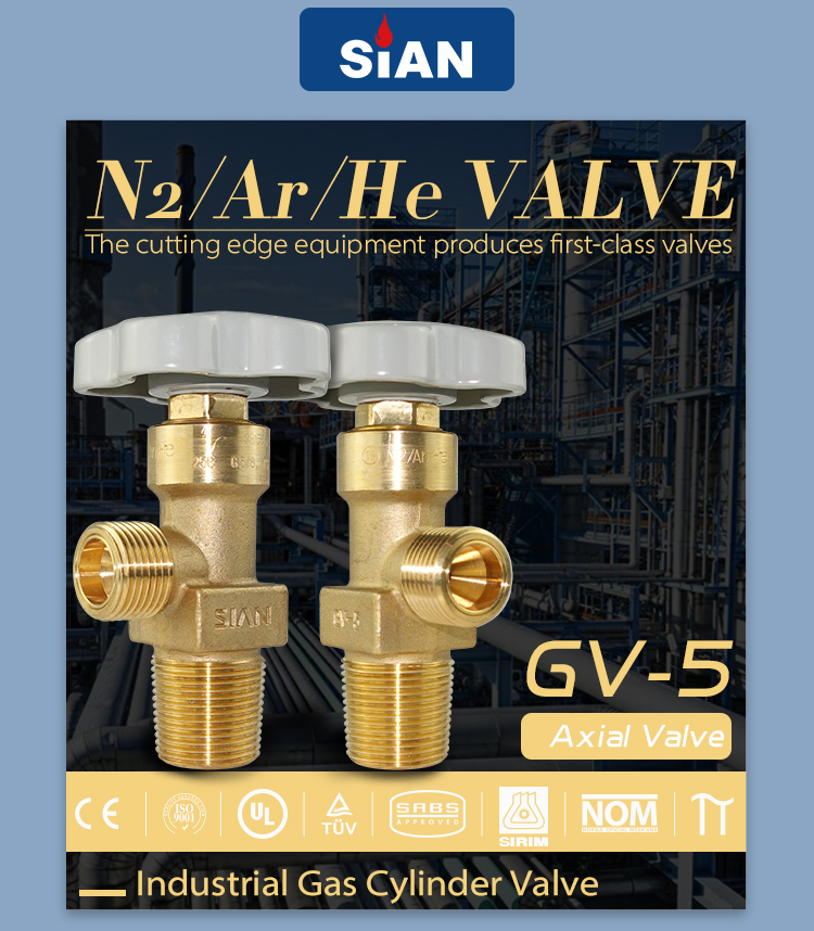 GV -5 katup silinder aksial N2/AR/HE Gas Cylinder Valve - Beli katup ...